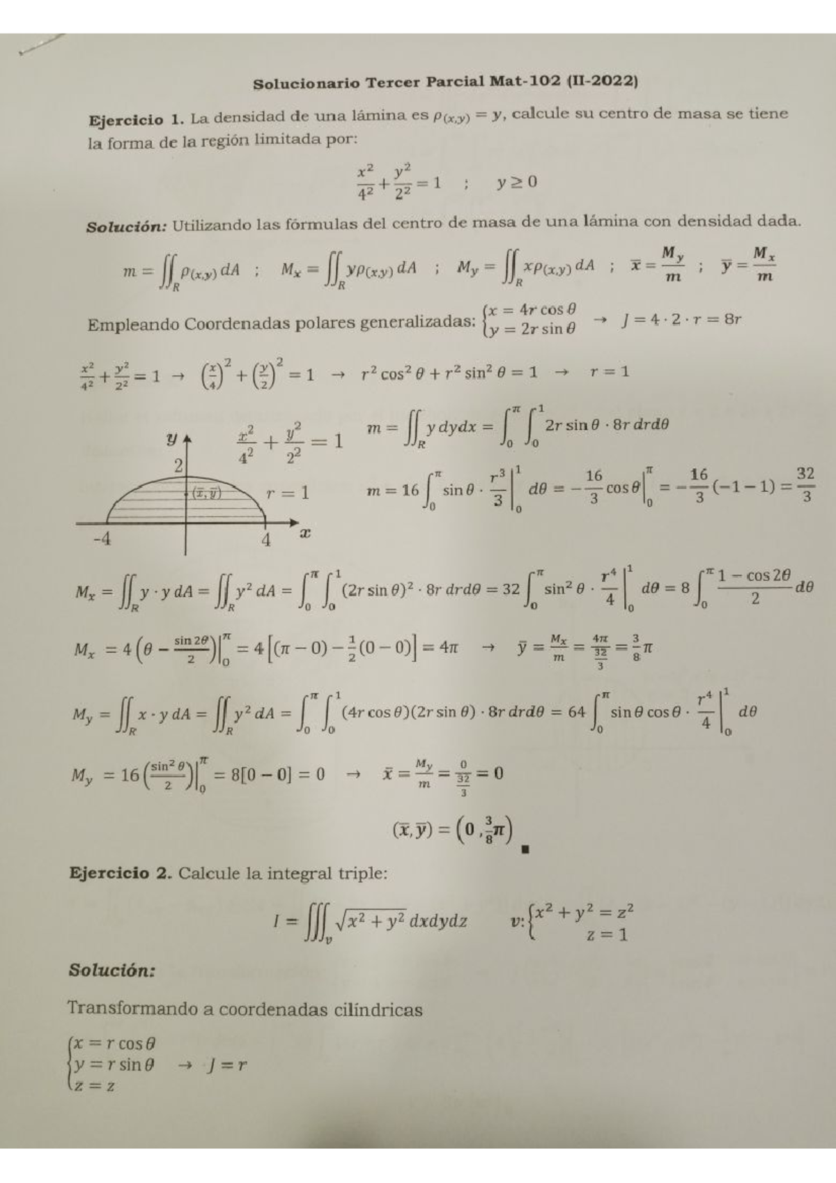 Solucionario Tercer Parcial Calculo II - Cálculo Ii - Studocu
