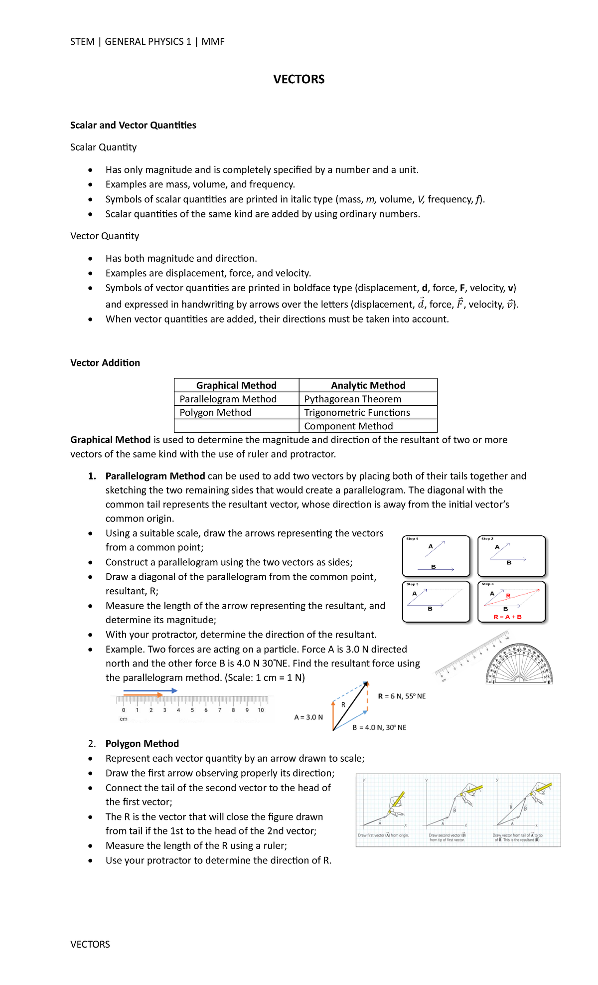 Q1 Vectors- Notes - STEM | GENERAL PHYSICS 1 | MMF VECTORS VECTORS ...