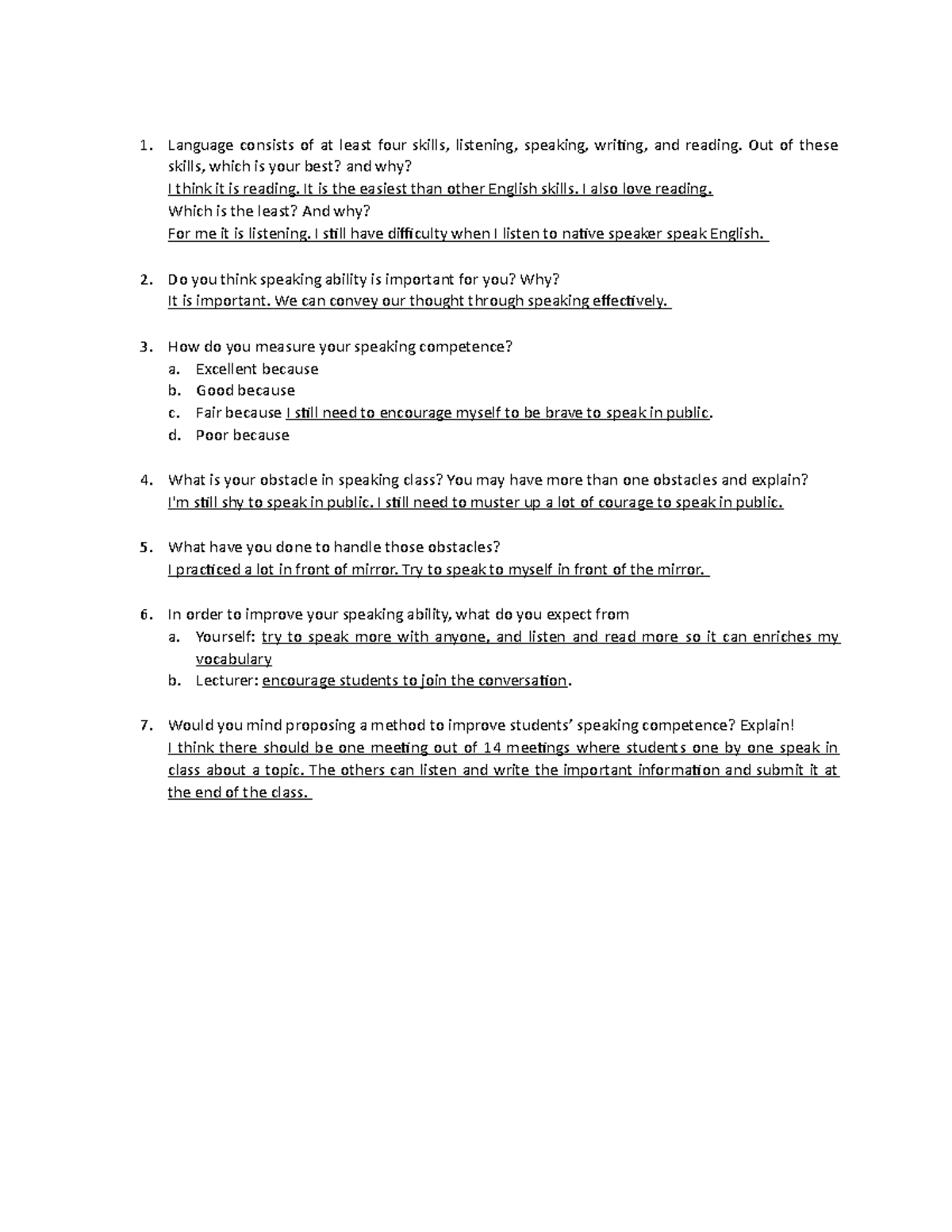 Speaking qna - Language consists of at least four skills, listening ...