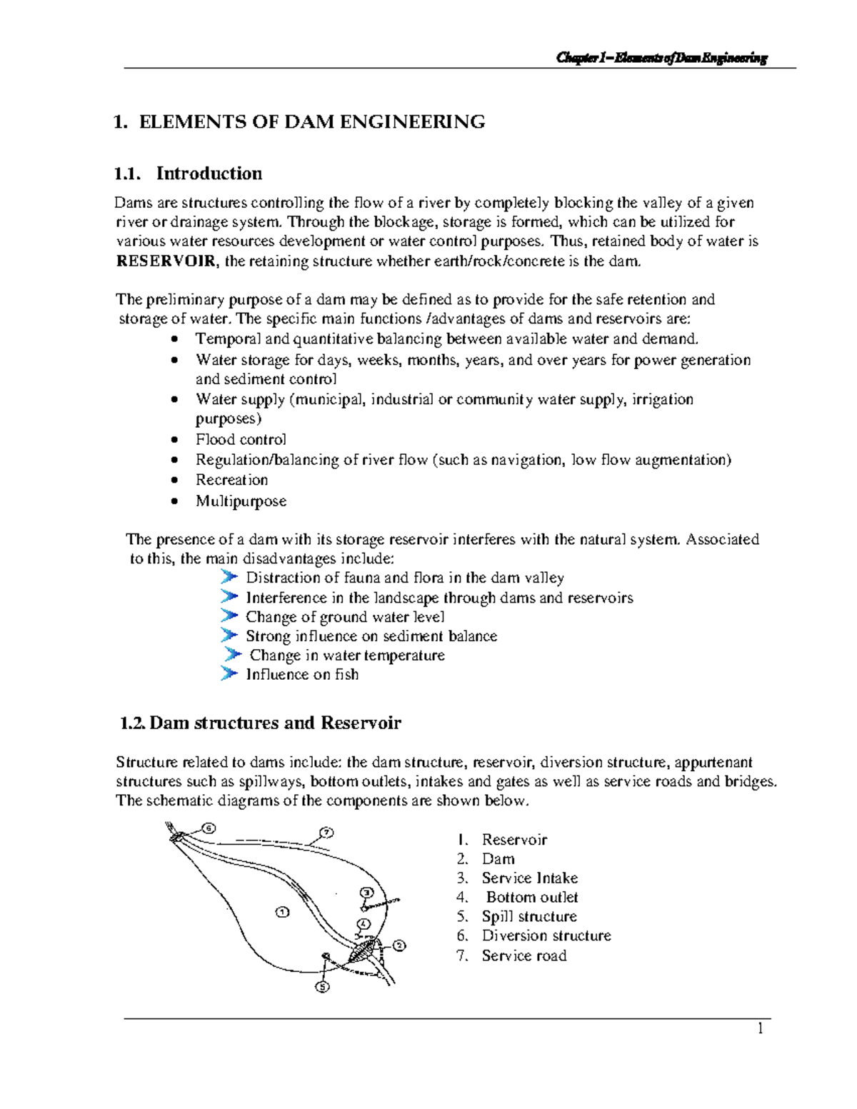 Ch-1 Elements OF DAM Engineering - 1. ELEMENTS OF DAM ENGINEERING 1 ...
