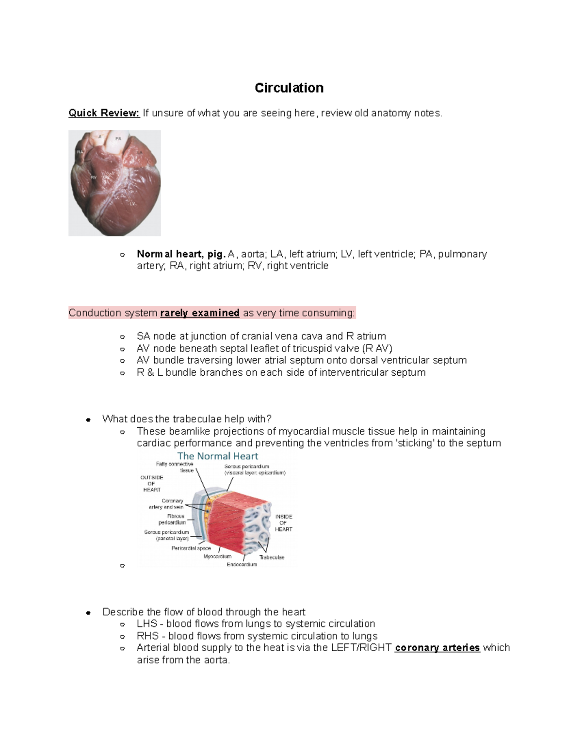 1 - Cardiac Injury and Cardiac Failure - Circulation Quick Review: If ...
