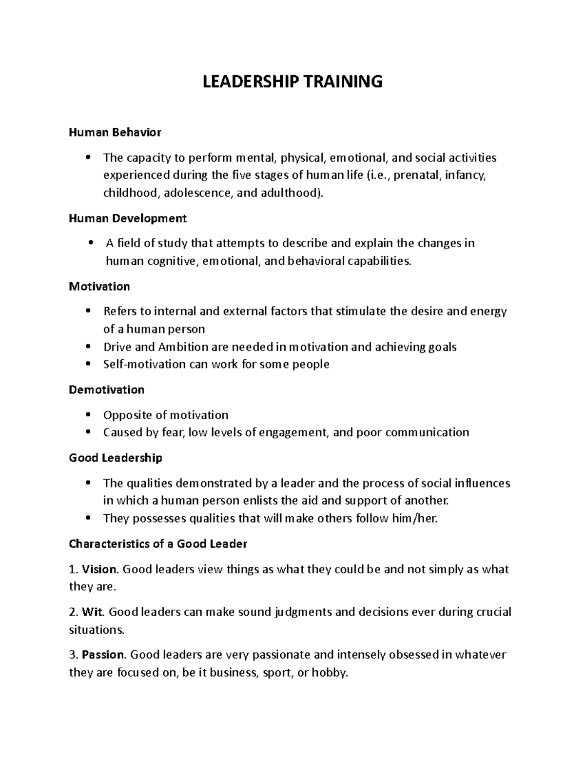 Leadership Training (NSTP-Group 3) - LEADERSHIP TRAINING Human Behavior ...