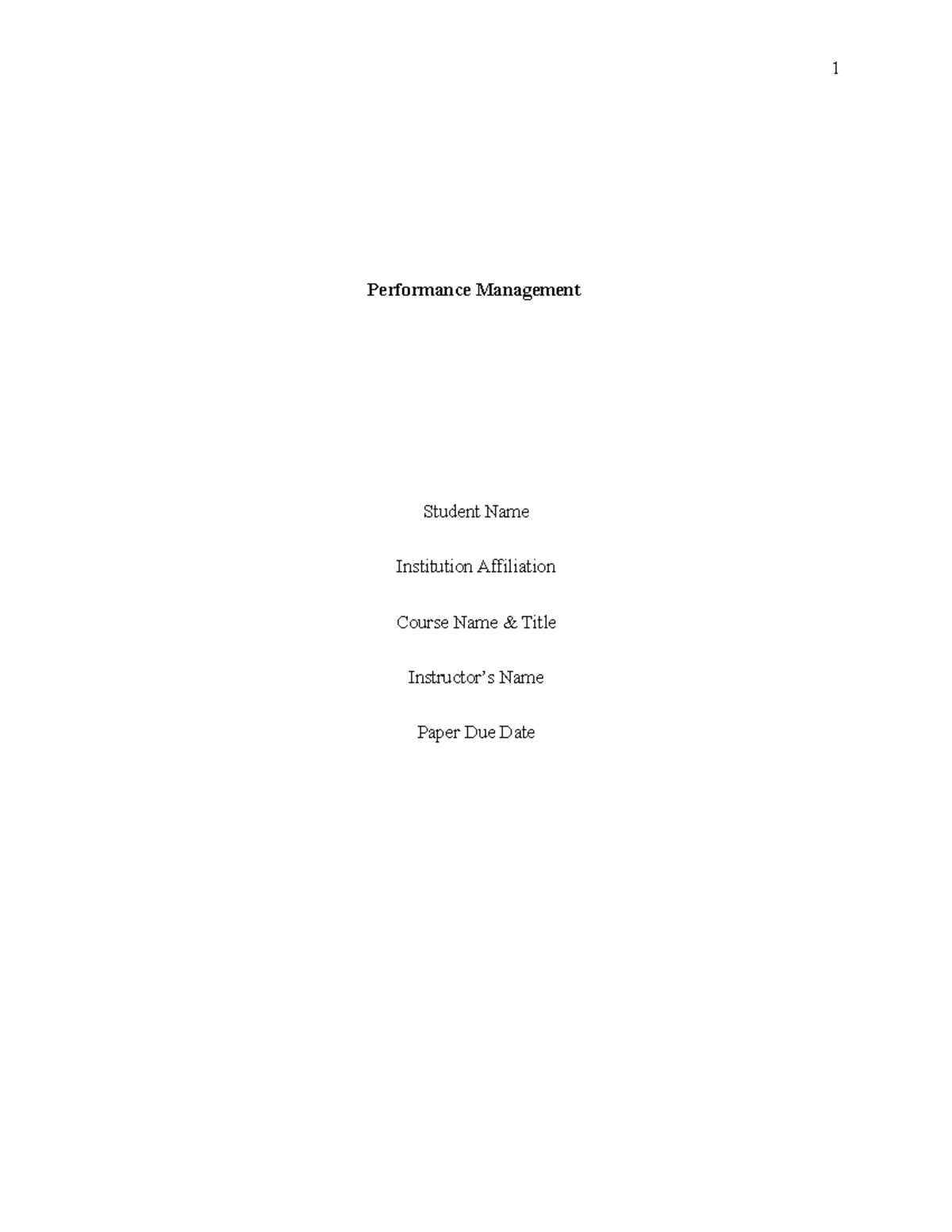 Performance Management - Performance Management Student Name ...