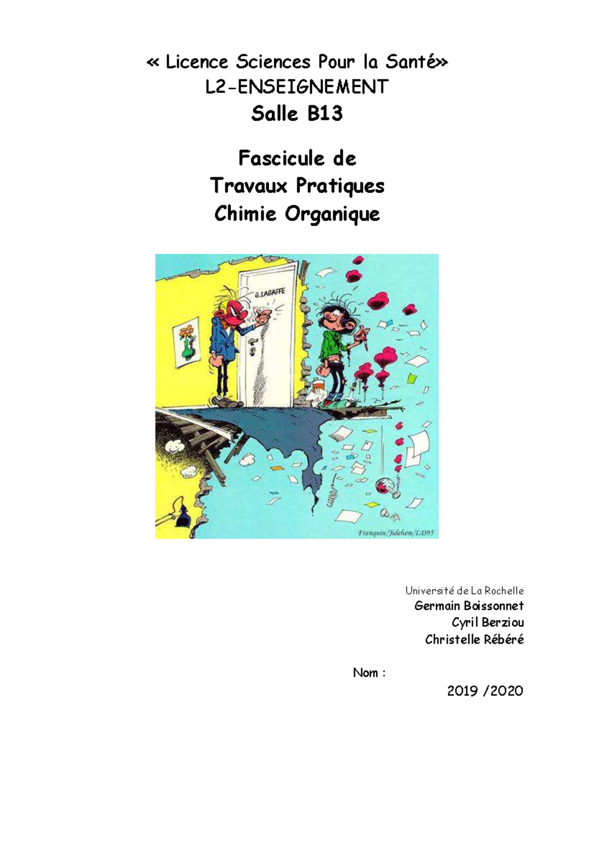 TP L2 orga 2019 - fascicule TP - « Licence Sciences Pour la Santé» L2 ...