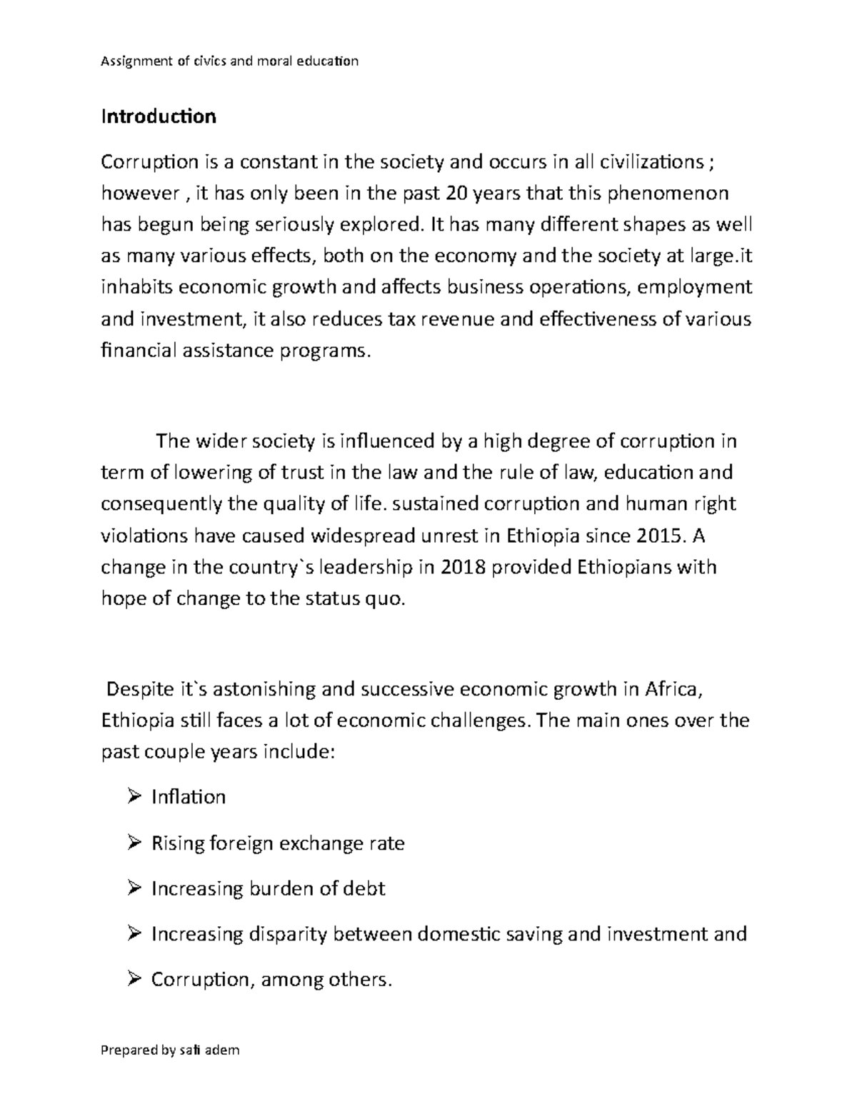 Su - some notes - Introduction Corruption is a constant in the society ...