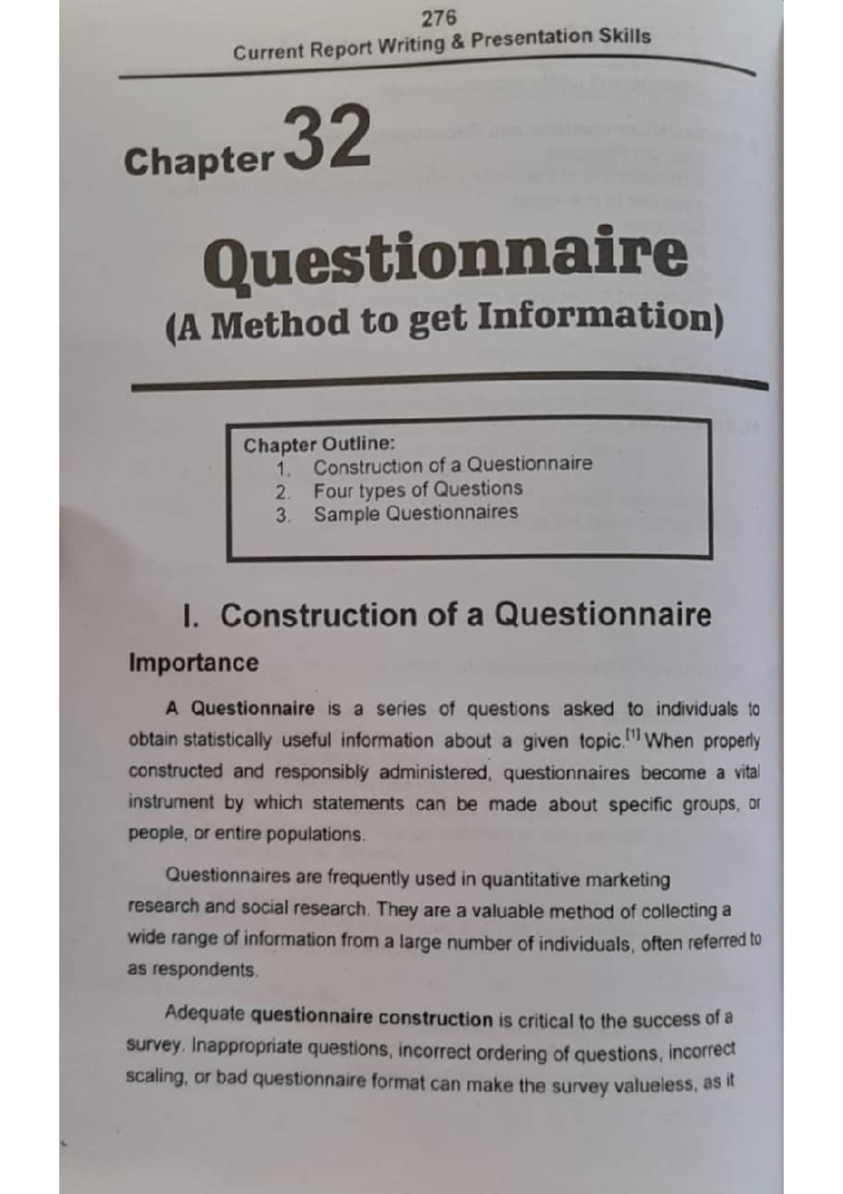 Questionnaire - English-III Technical Writing and Presentation Skills - Studocu