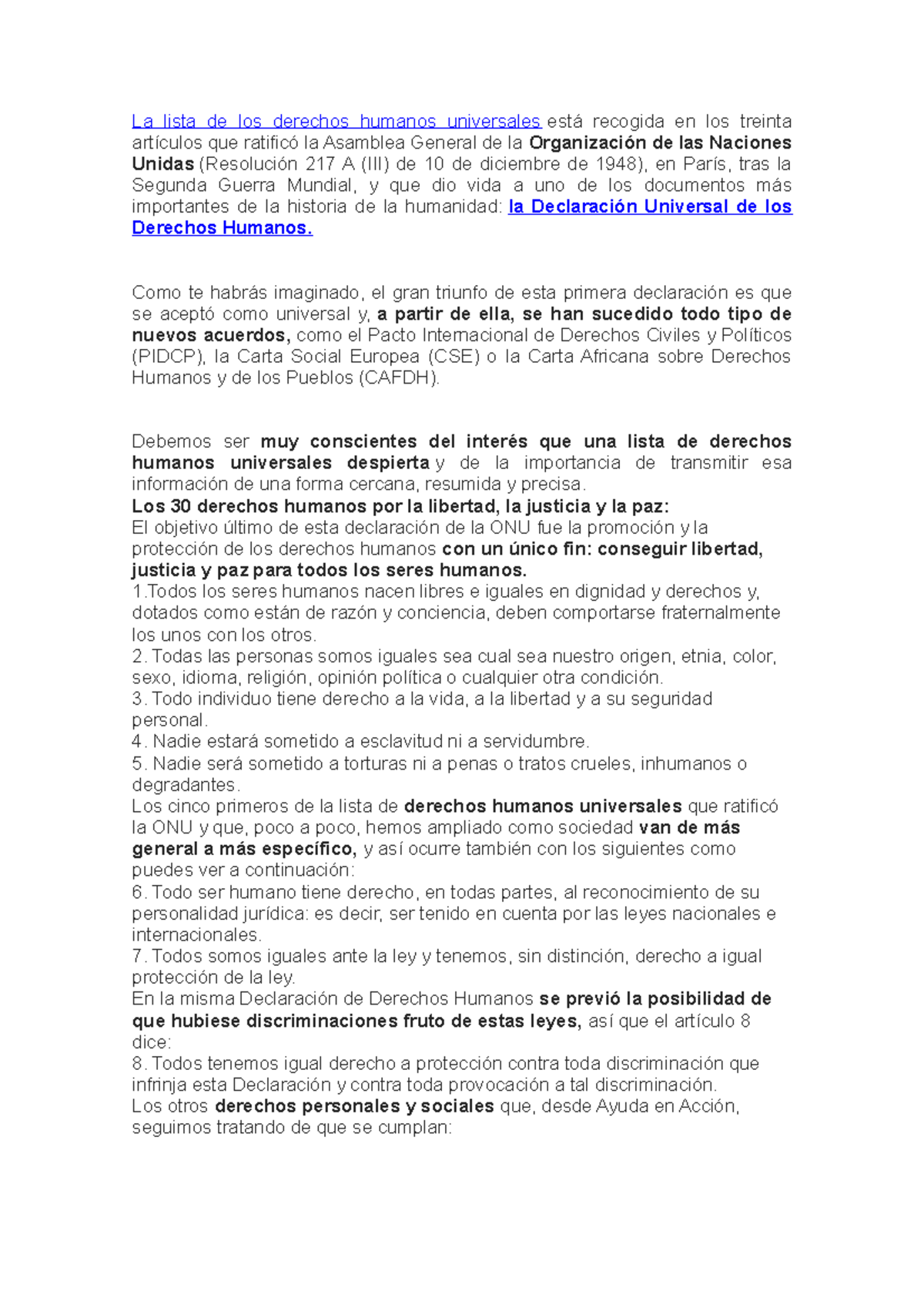 La lista de los derechos humanos universales - Como te habrás imaginado ...