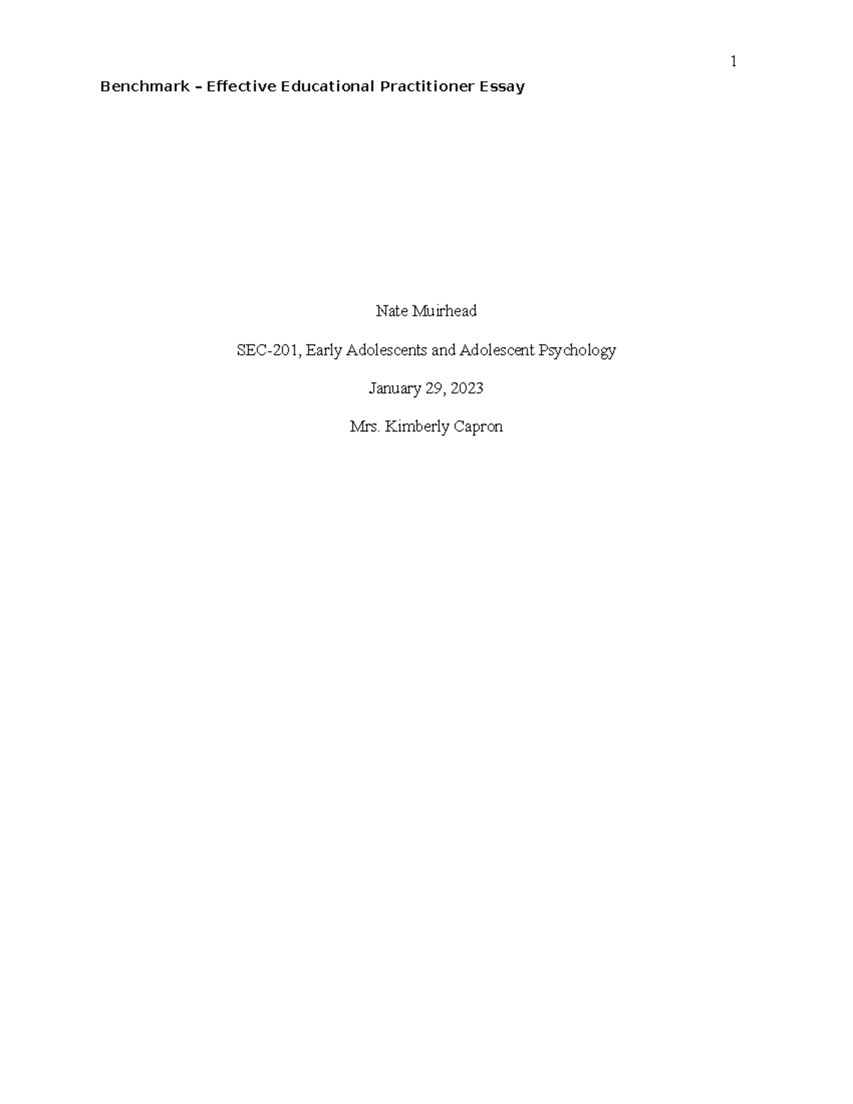 sec-201 Week 6 Essay - Benchmark – Effective Educational Practitioner ...