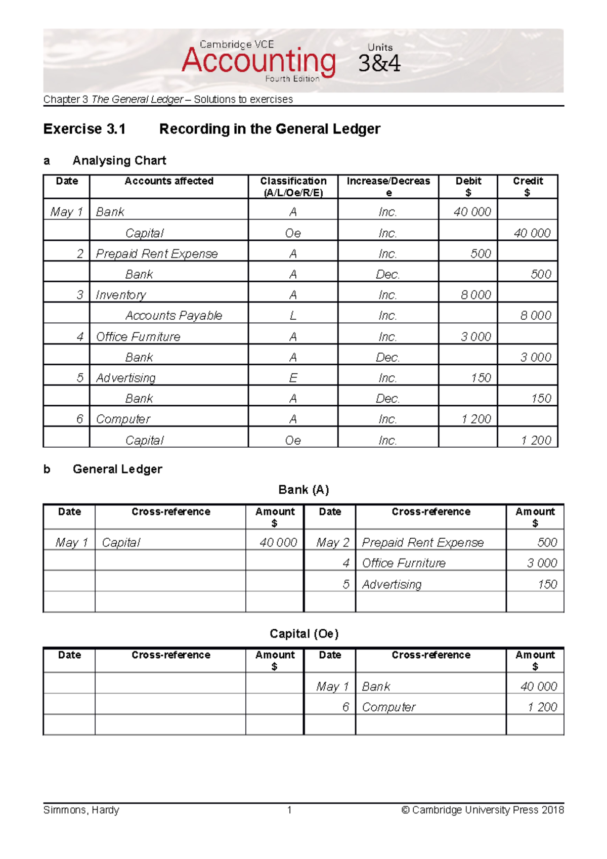 Ch03The General Ledger Exercise Solutions - Exercise 3 Recording in the ...