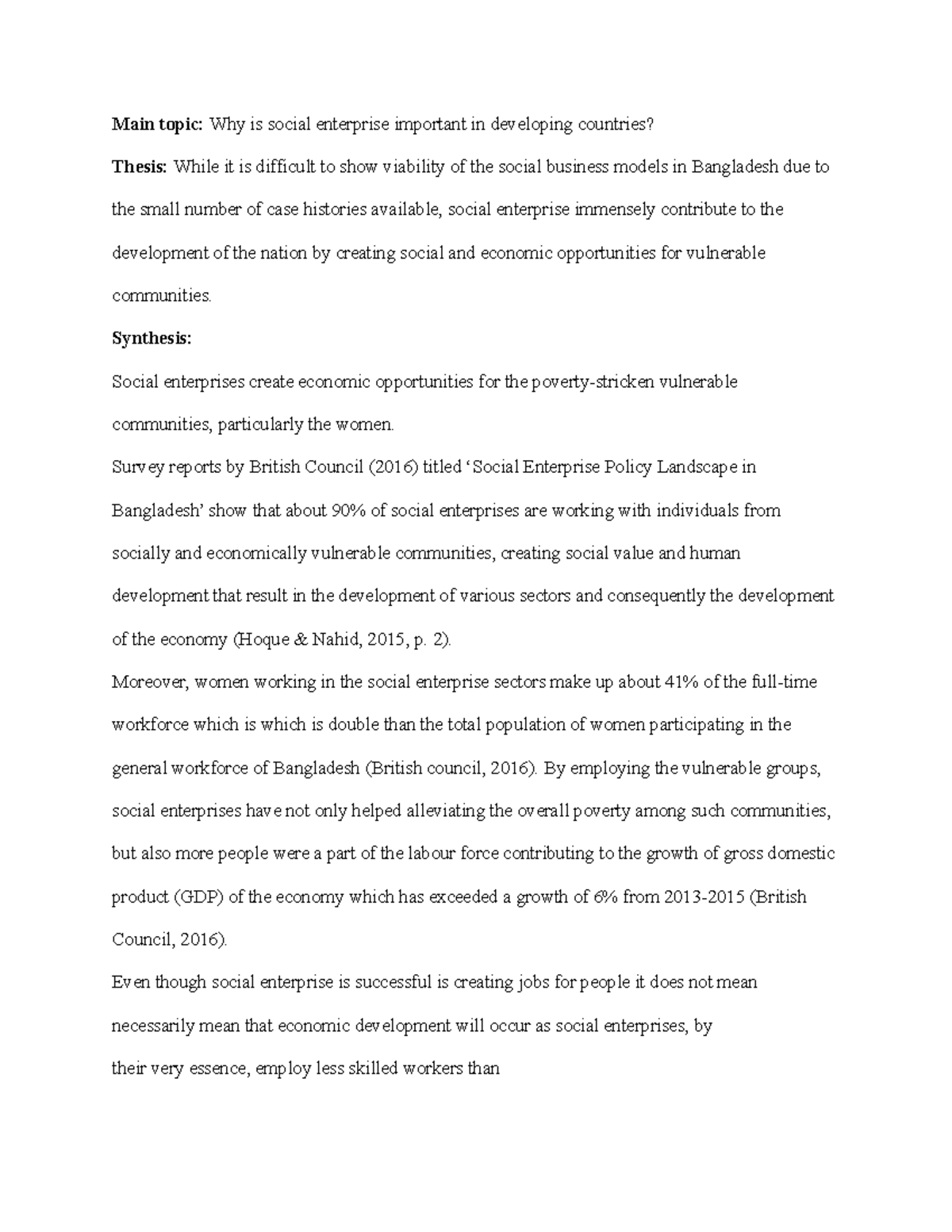 Synthesis Main Topic Why Is Social Enterprise Important In synthesis-main-topic-why-is-social-enterprise-important-in