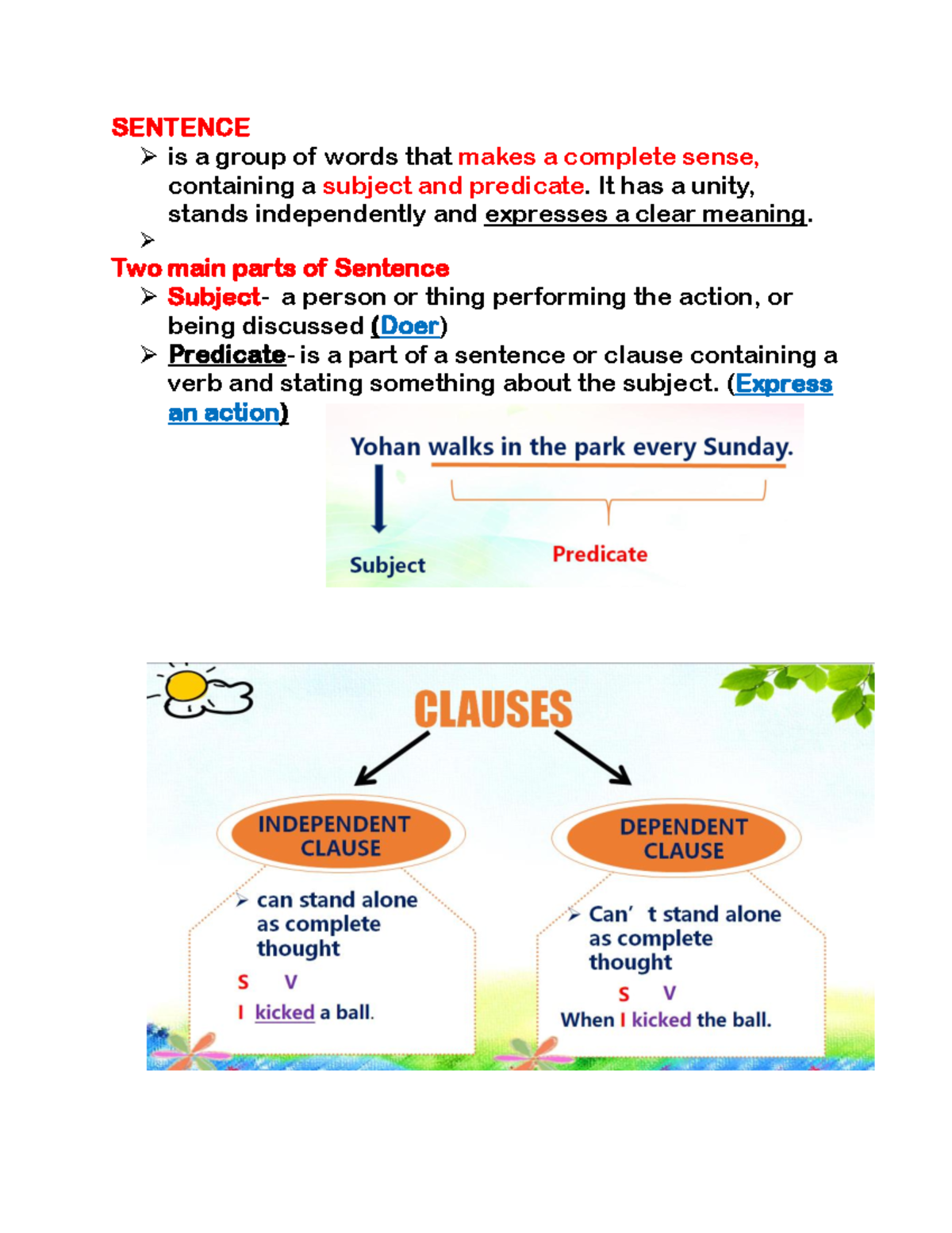 Lesson 1- Structure of Sentences - SENTENCE is a group of words that ...