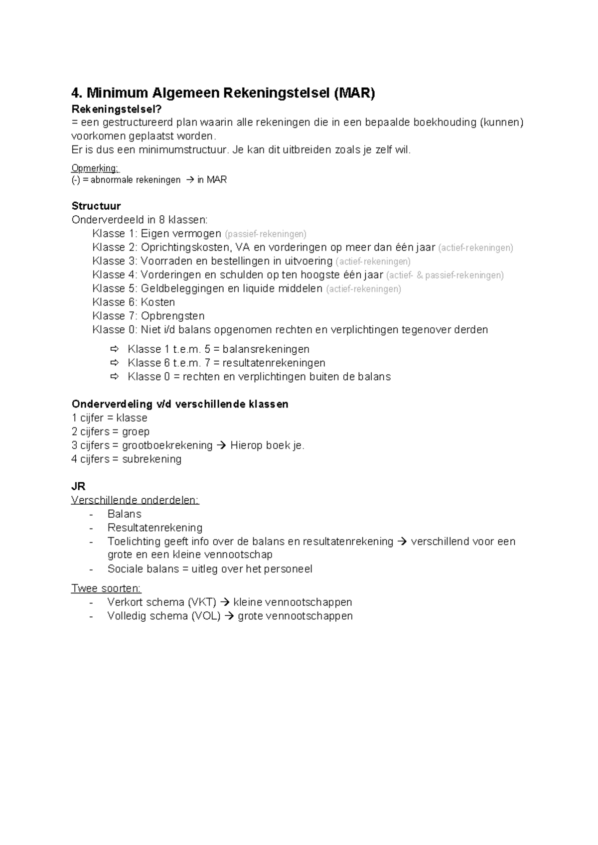 Balans - 4. Minimum Algemeen Rekeningstelsel (MAR) Rekeningstelsel ...