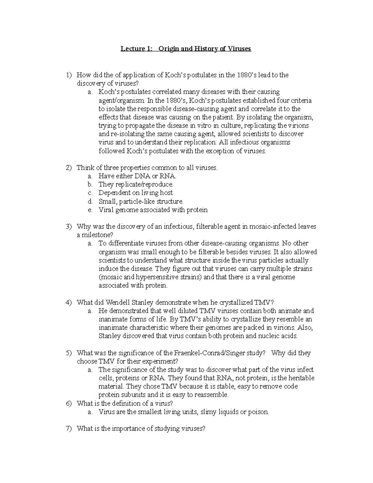 Review Questions:Answers Exam 1 - Lecture 1: Origin and History of ...