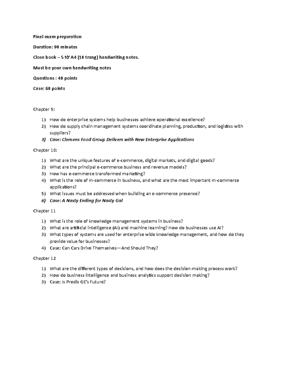 Final-exam-preparation - Final exam preparation Duration: 90 minutes ...