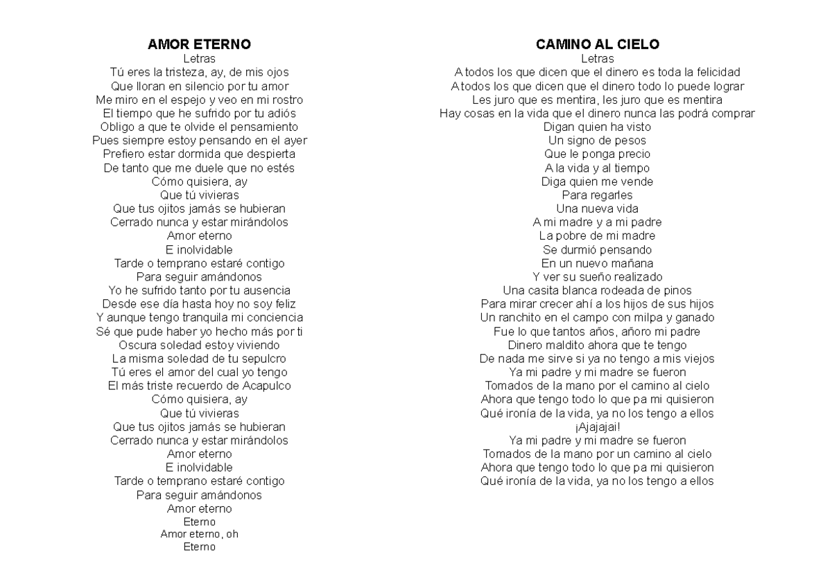 AMOR Eterno - apuntes - AMOR ETERNO Letras Tú eres la tristeza, ay, de ...