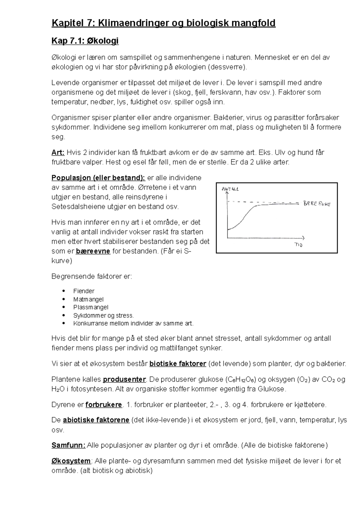 Resyme kap 7 klimaendringer og biologisk mangfold - Kapitel 7: Klimaendringer og biologisk ...
