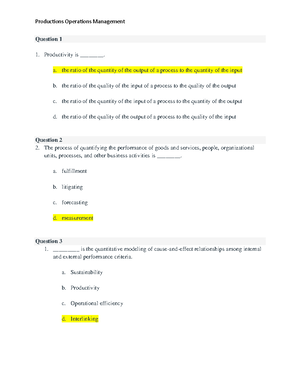 Production Management Quiz 10 - Production Operation Management Quiz 10 ...