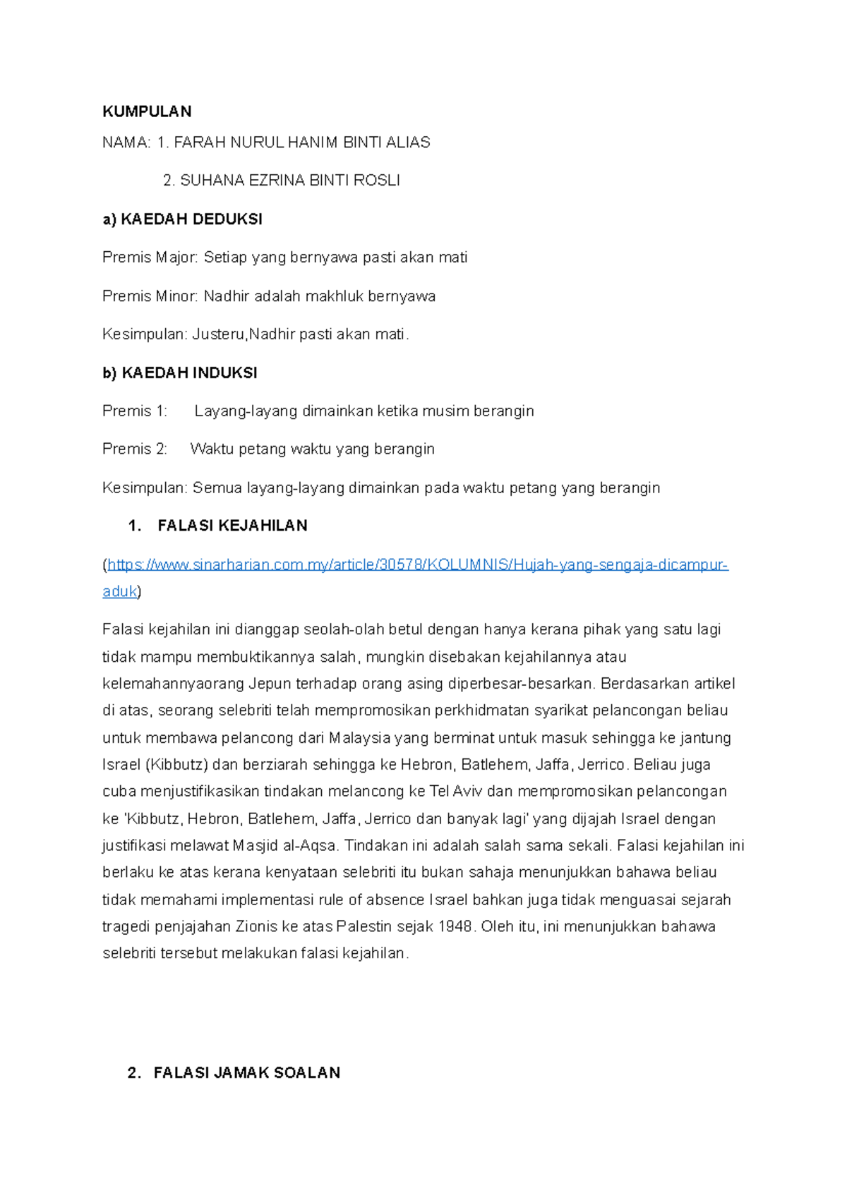 CTU552 ( Falasi) - KUMPULAN NAMA: 1. FARAH NURUL HANIM BINTI ALIAS 2 ...