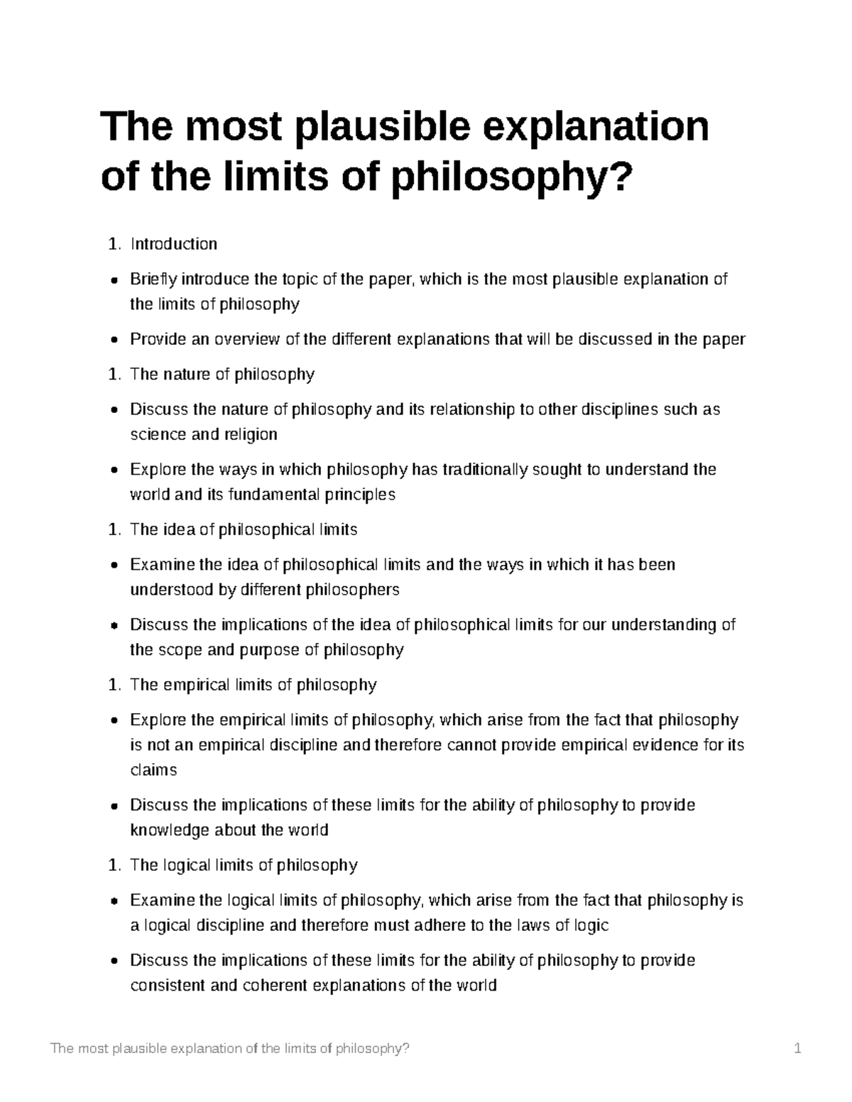 The most plausible explanation of the limits of philosophy - Studocu