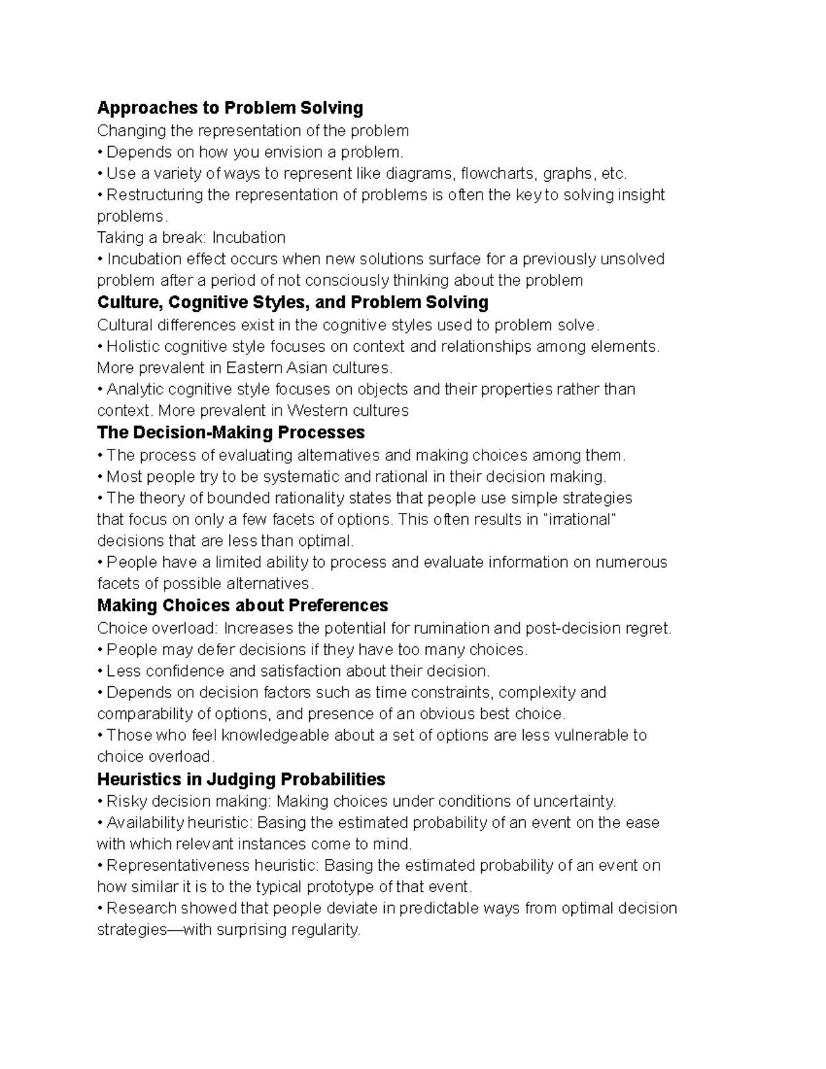 Psych Notes - part 30 - approaches to problem solving, culture ...