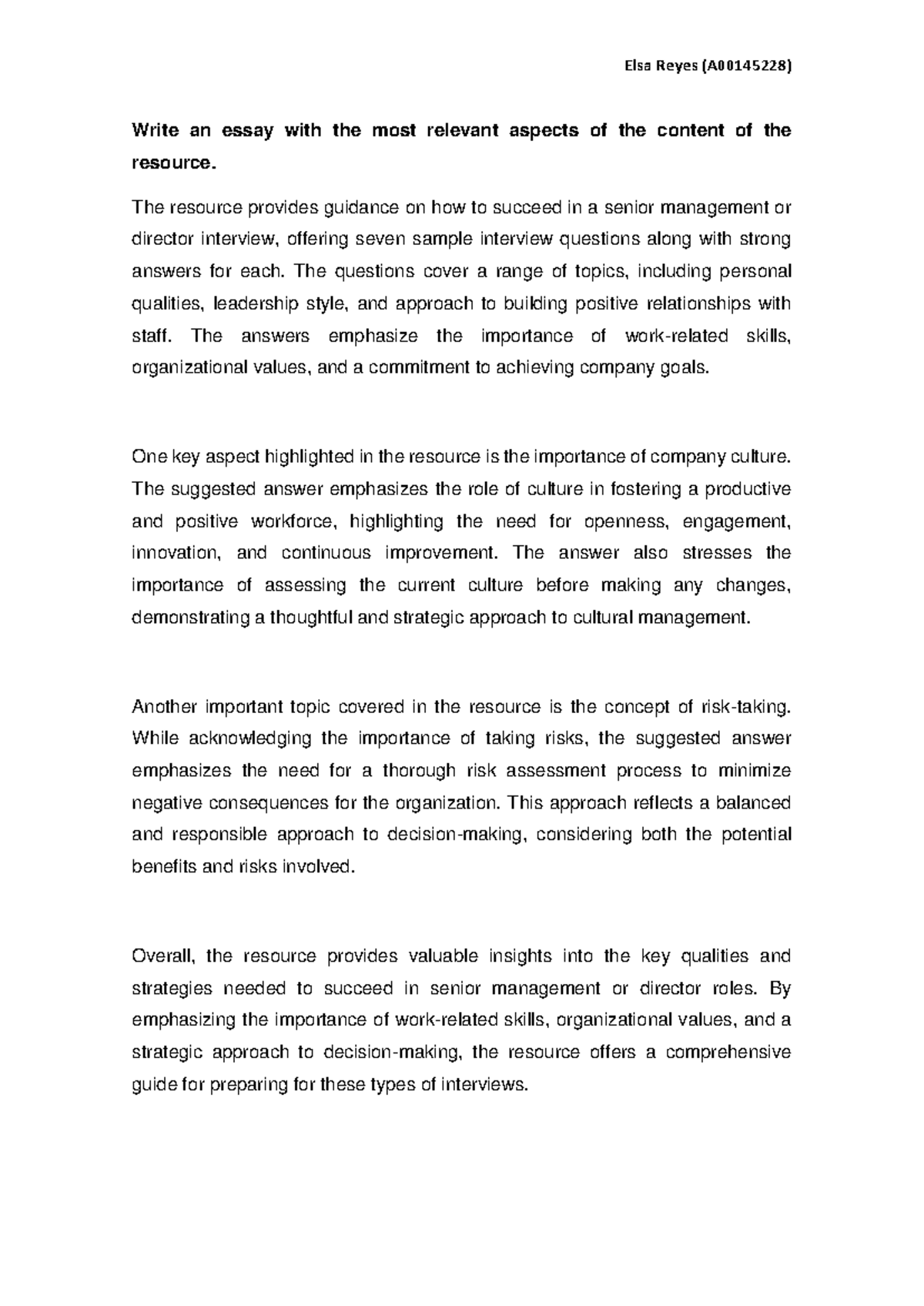 Reyes - Elsa - Unidad 5 - Actividad 2 - Elsa Reyes (A00145228) Write an ...