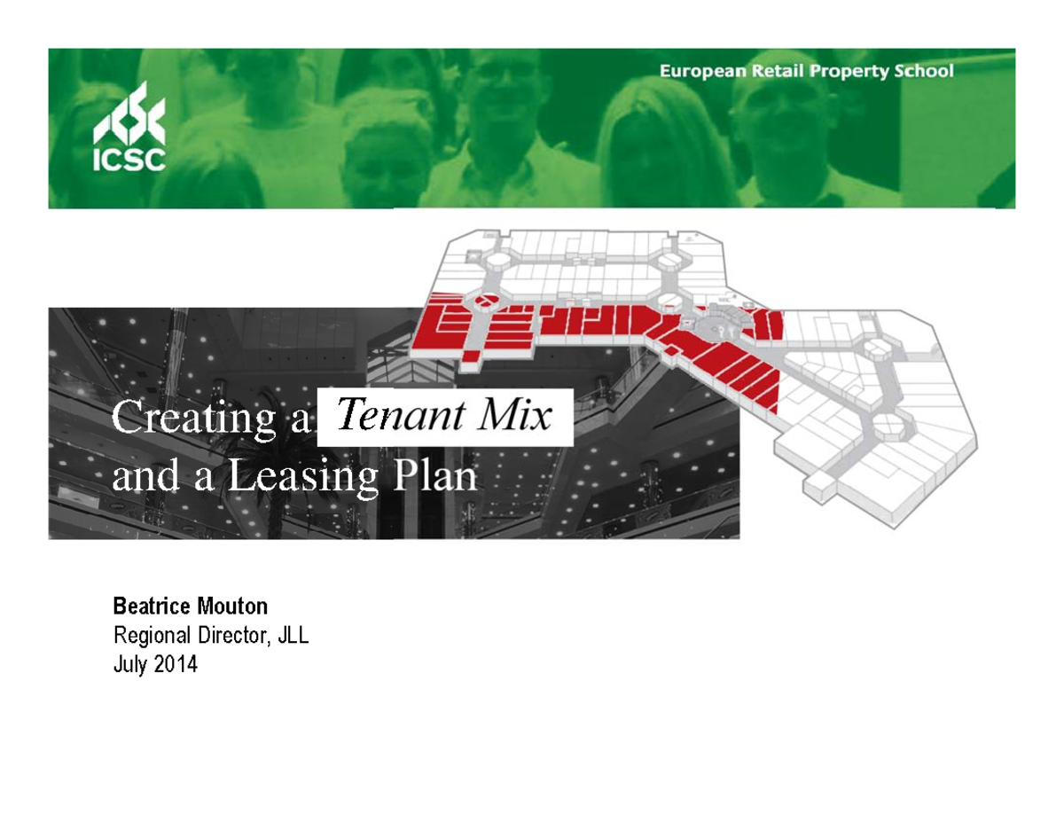 Basics Of Leasing And Tenant Mix Beatrice Mouton - - Studocu