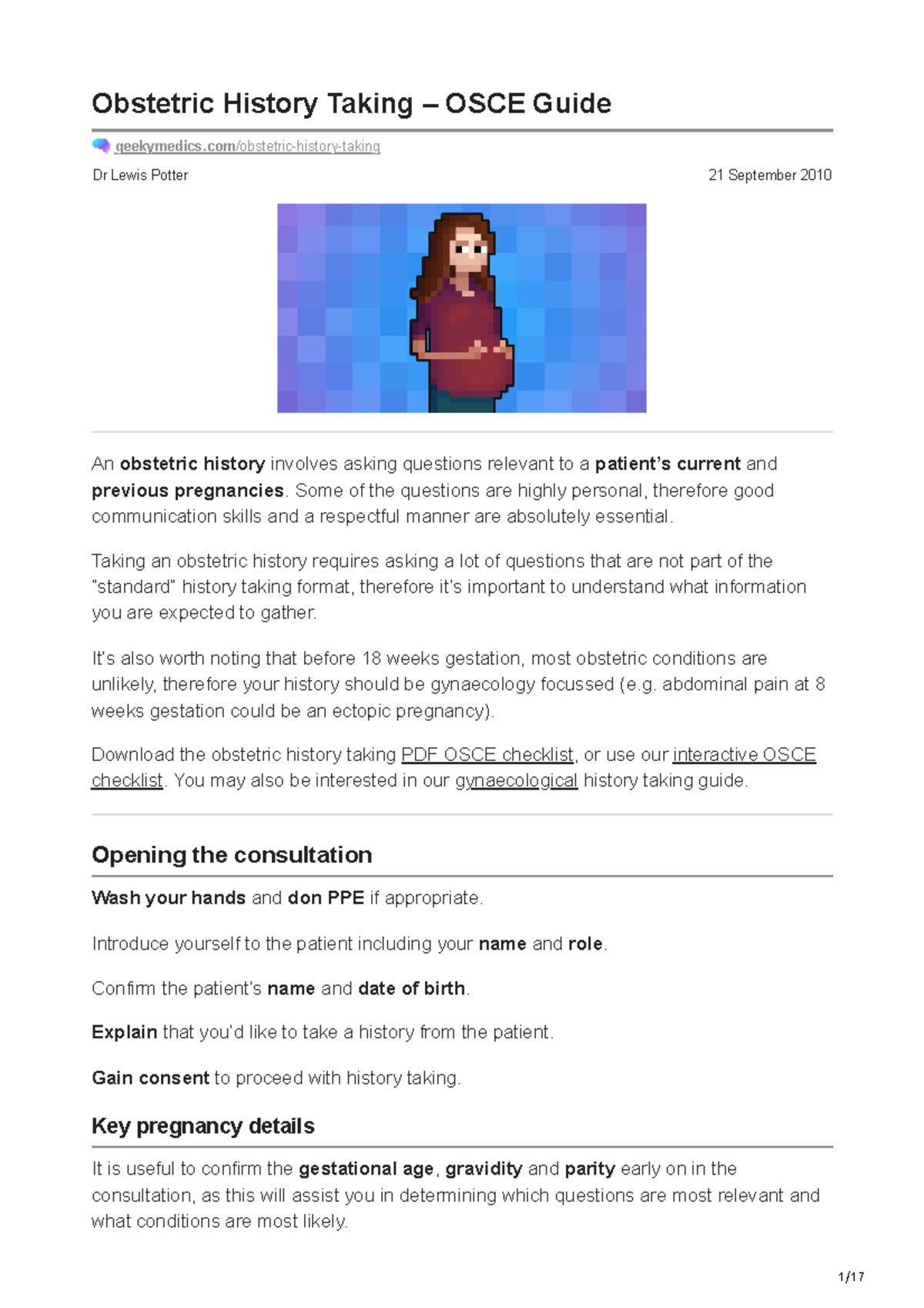 Geekymedics.com-Obstetric History Taking OSCE Guidey - Dr Lewis Potter ...