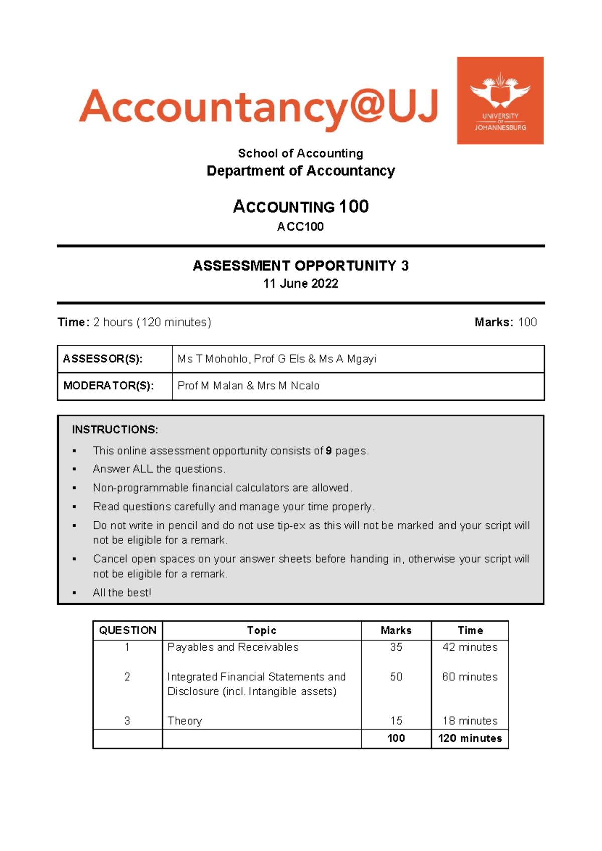 ACC100 AO3 Information AND Required - School of Accounting Department ...