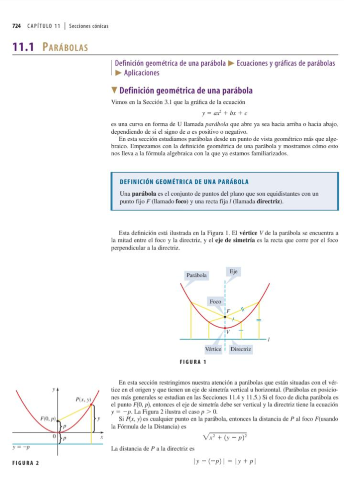 Parabola - 724 CAPÍTULO 11 Seciones cónicas 11 PARÁBOLAS |Definición ...