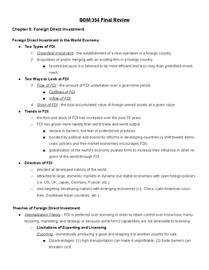 SOM - Exam 1 Review MCQs - Lecture notes 1-4 - SOM – Exam Review ...