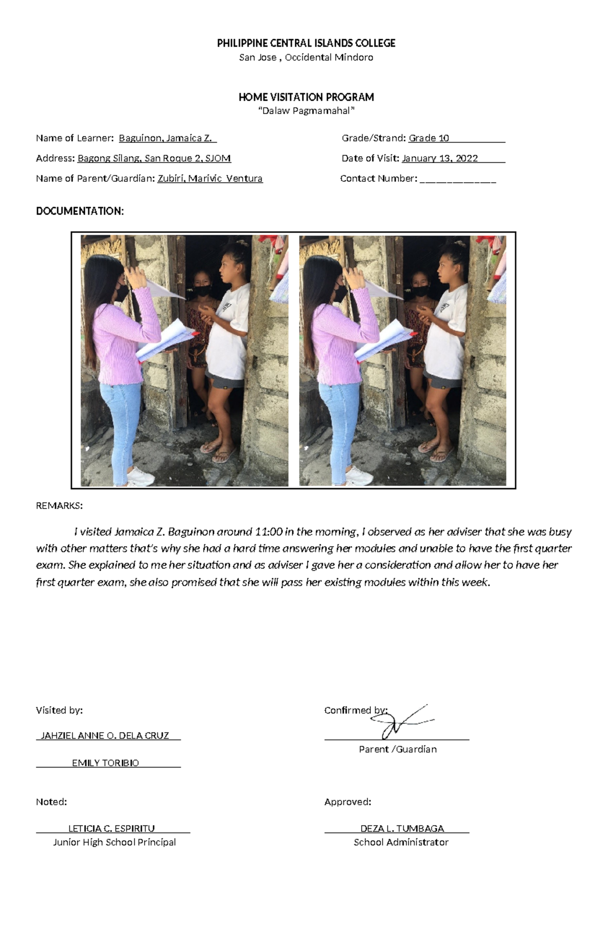Grade-10-Home-Visitation-Program - PHILIPPINE CENTRAL ISLANDS COLLEGE ...