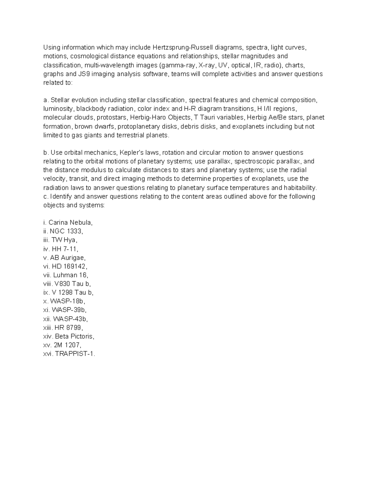 Astronomy - Master Document - Using information which may include ...