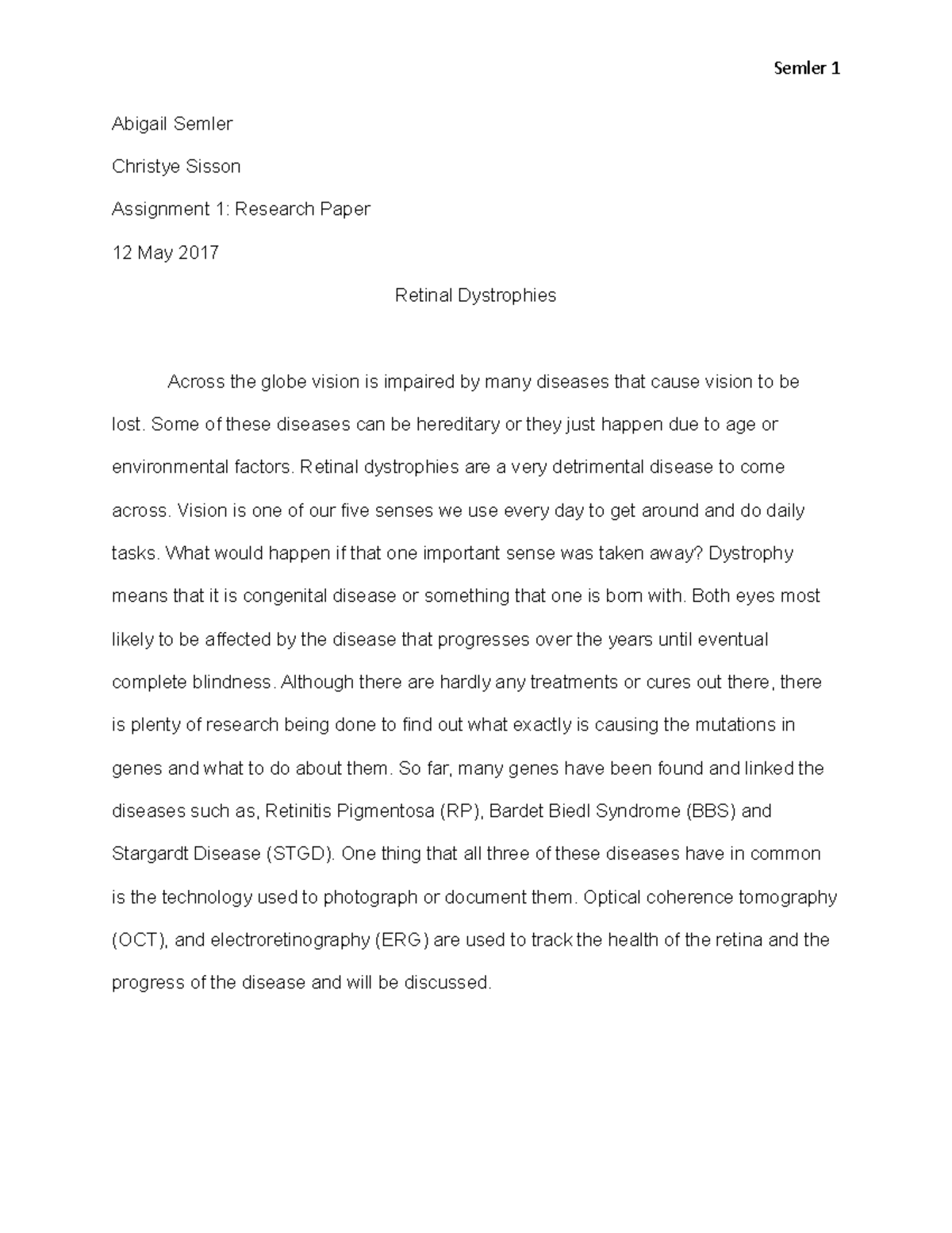Research Paper final - Abigail Semler Christye Sisson Assignment 1 ...