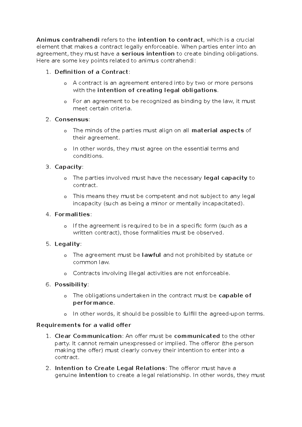 Animus contrahendi and requirements of the contract - Animus ...