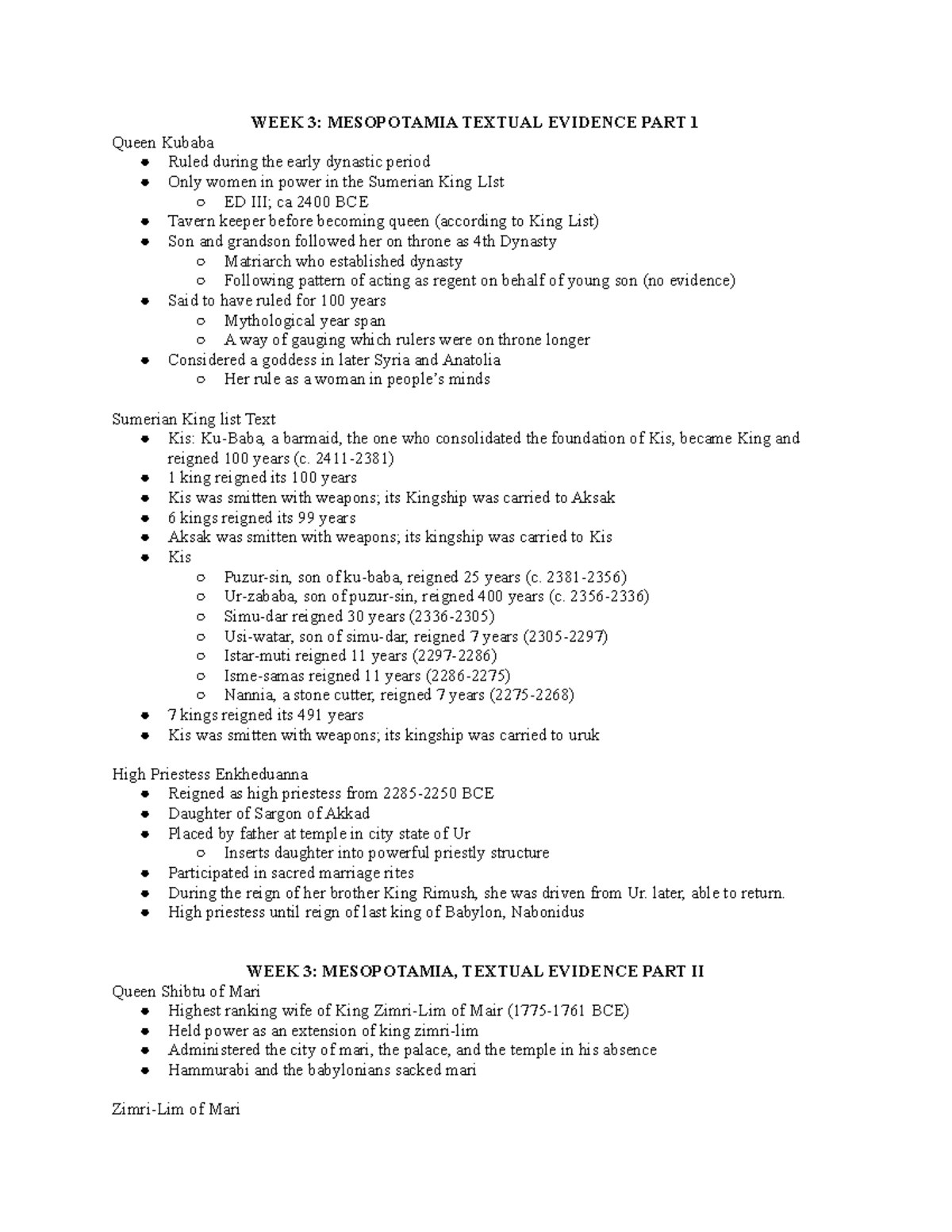 WEEK 3 Mesopotamia Textual Evidence - WEEK 3: MESOPOTAMIA TEXTUAL ...