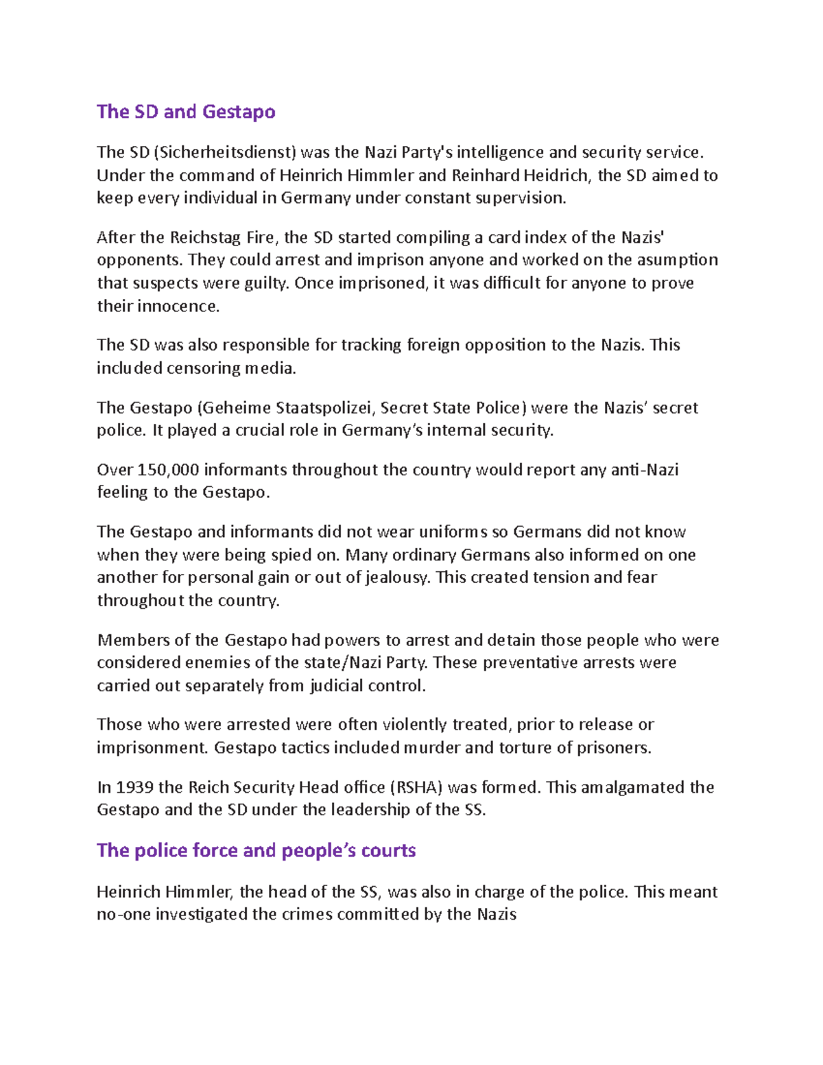 Why-the-nazis-were-able-to-stay-in-power - The SD and Gestapo The SD ...