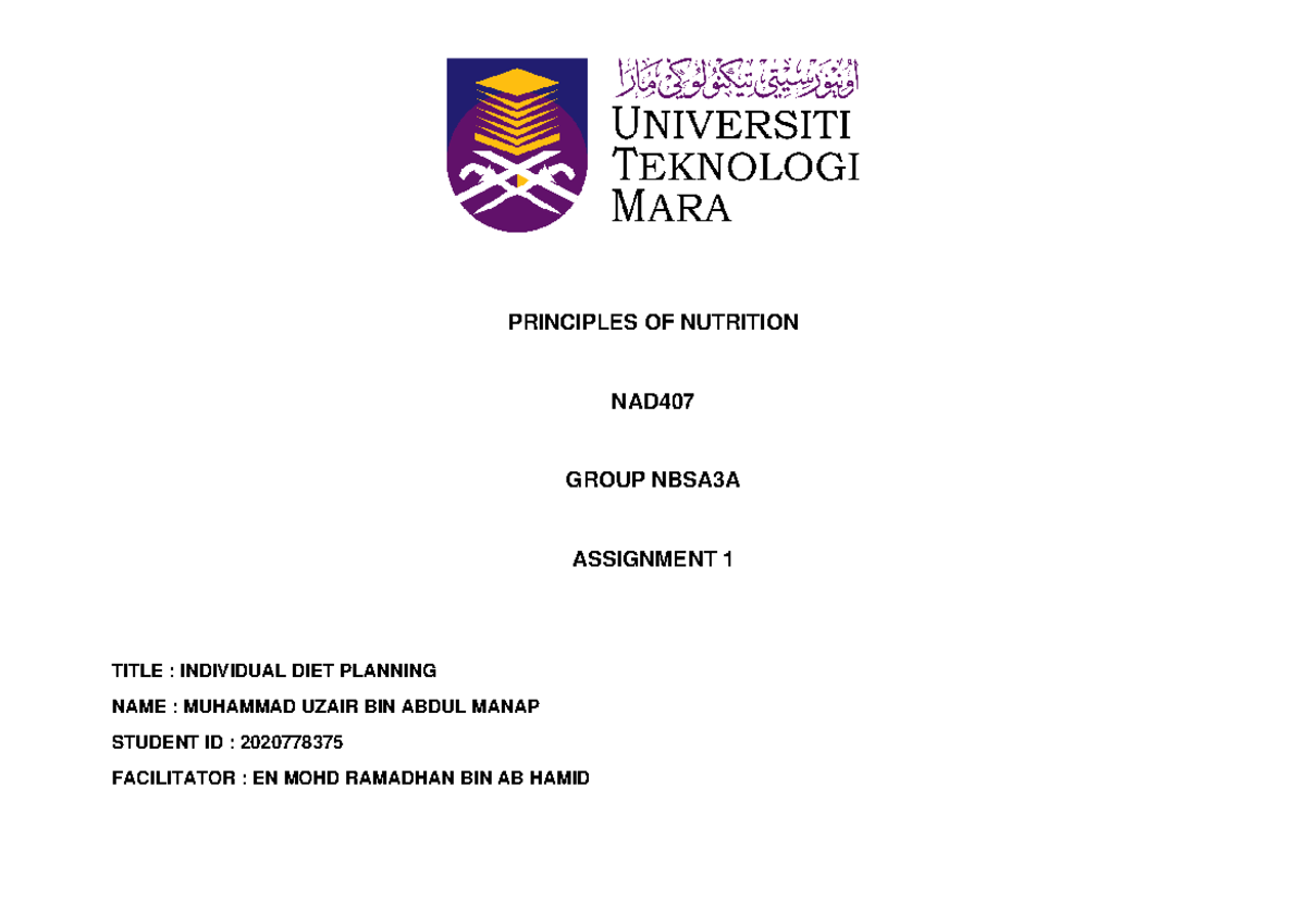 Assignment 1 Muhammad Uzair BIN Abdul Manap 2020778375 NBSA3A ...