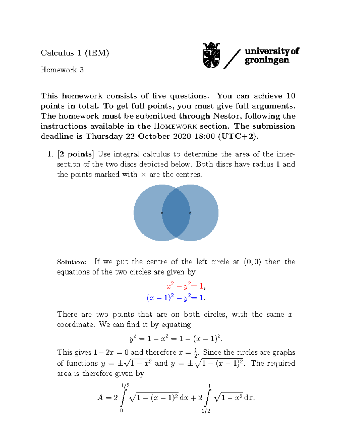 Homework 3 solution - Calculus 1 (IEM) Homework 3 This homework ...