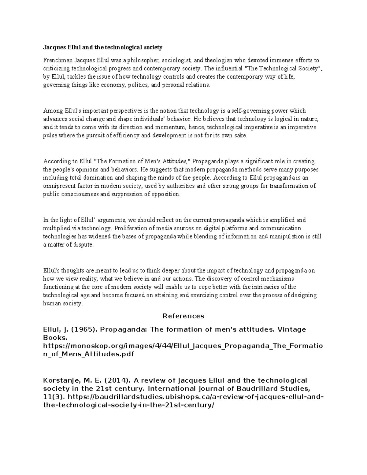 Jacques Ellul and the technological society - Jacques Ellul and the ...