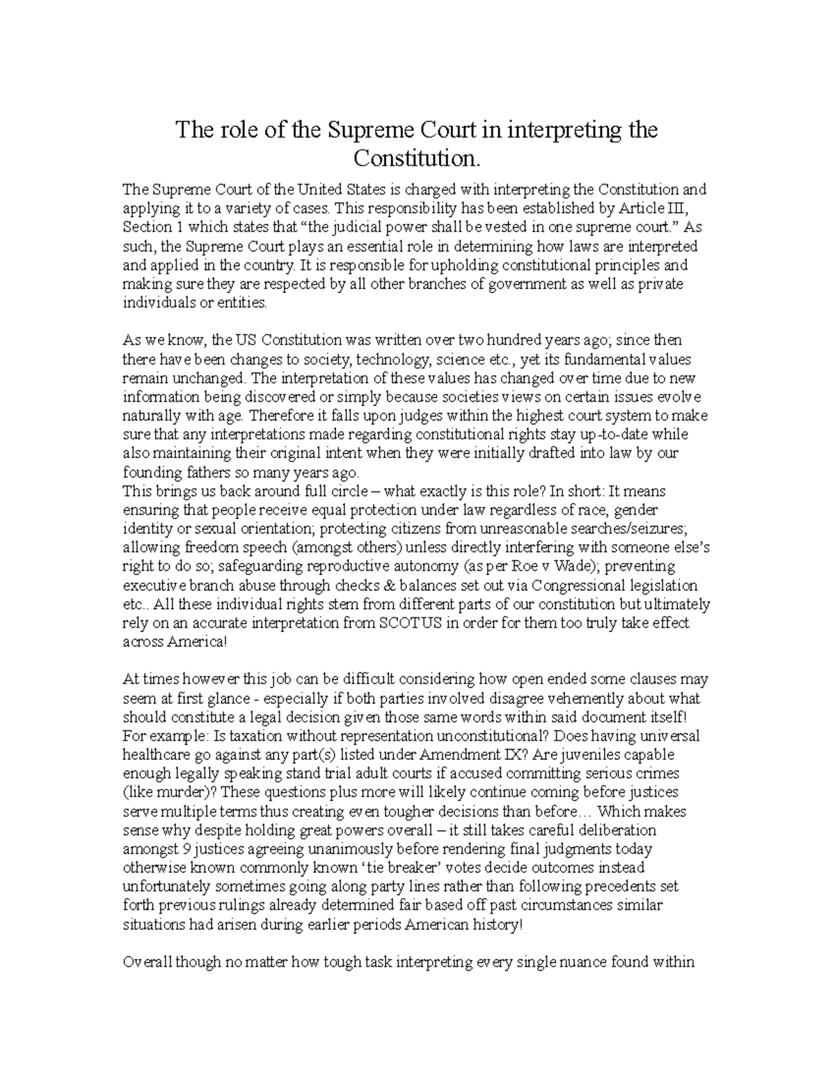 The role of the Supreme - The Supreme Court of the United States is ...