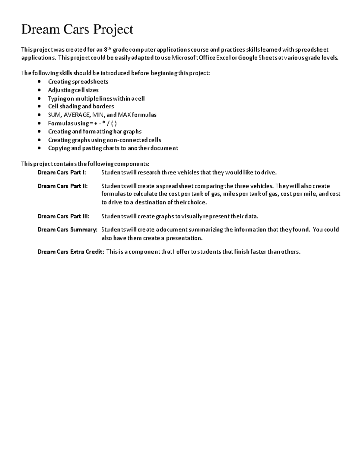 Dream Cars Project Spreadsheet Applications Project-1 - Dream Cars ...