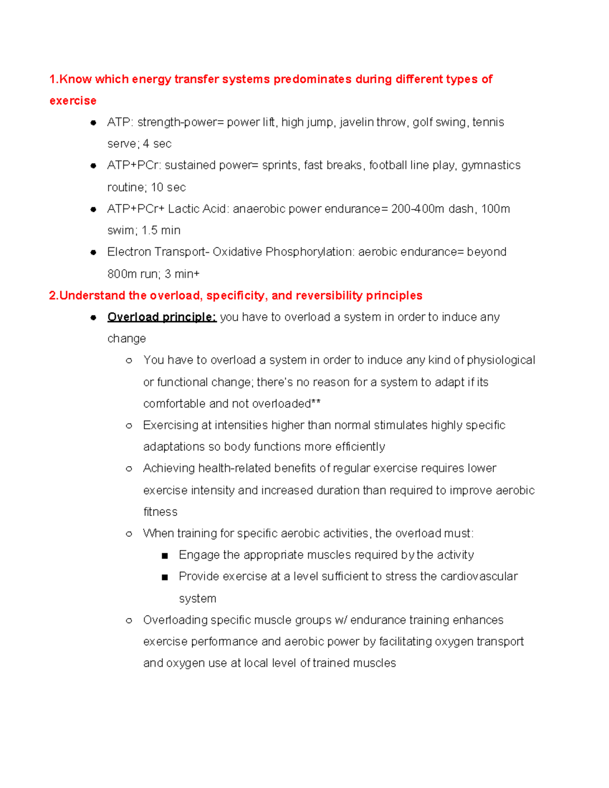 Exam 3 Study Guide - Lecture notes 10-12 - 1 which energy transfer ...