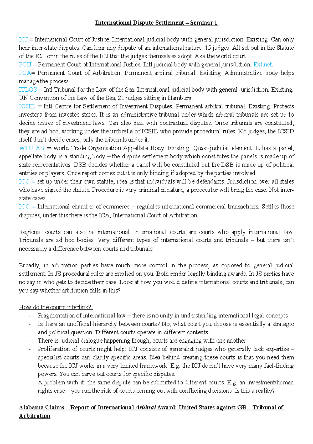 International Dispute Settlement - Introduction to IDS - International ...