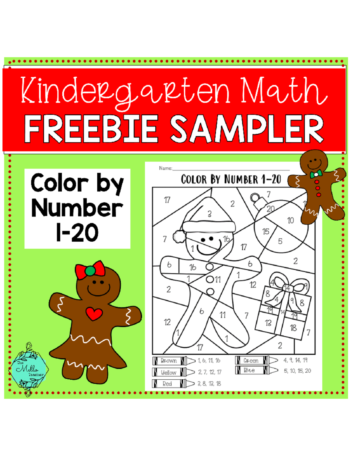 Kindergarten Christmas Math Colorby Number Kindergarten Freebie-1 ...
