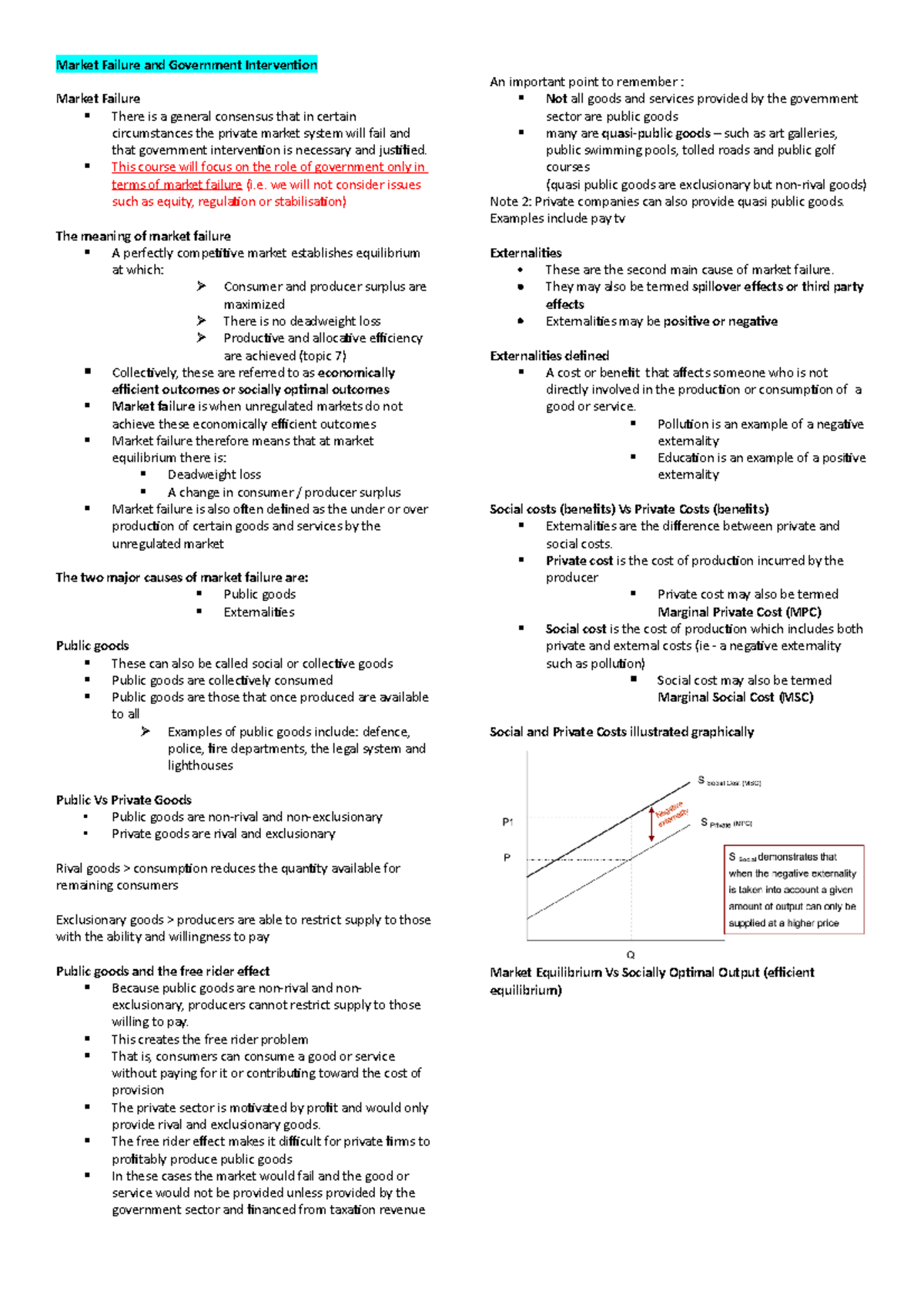 Market Failure and Government Intervention - This course will focus on ...