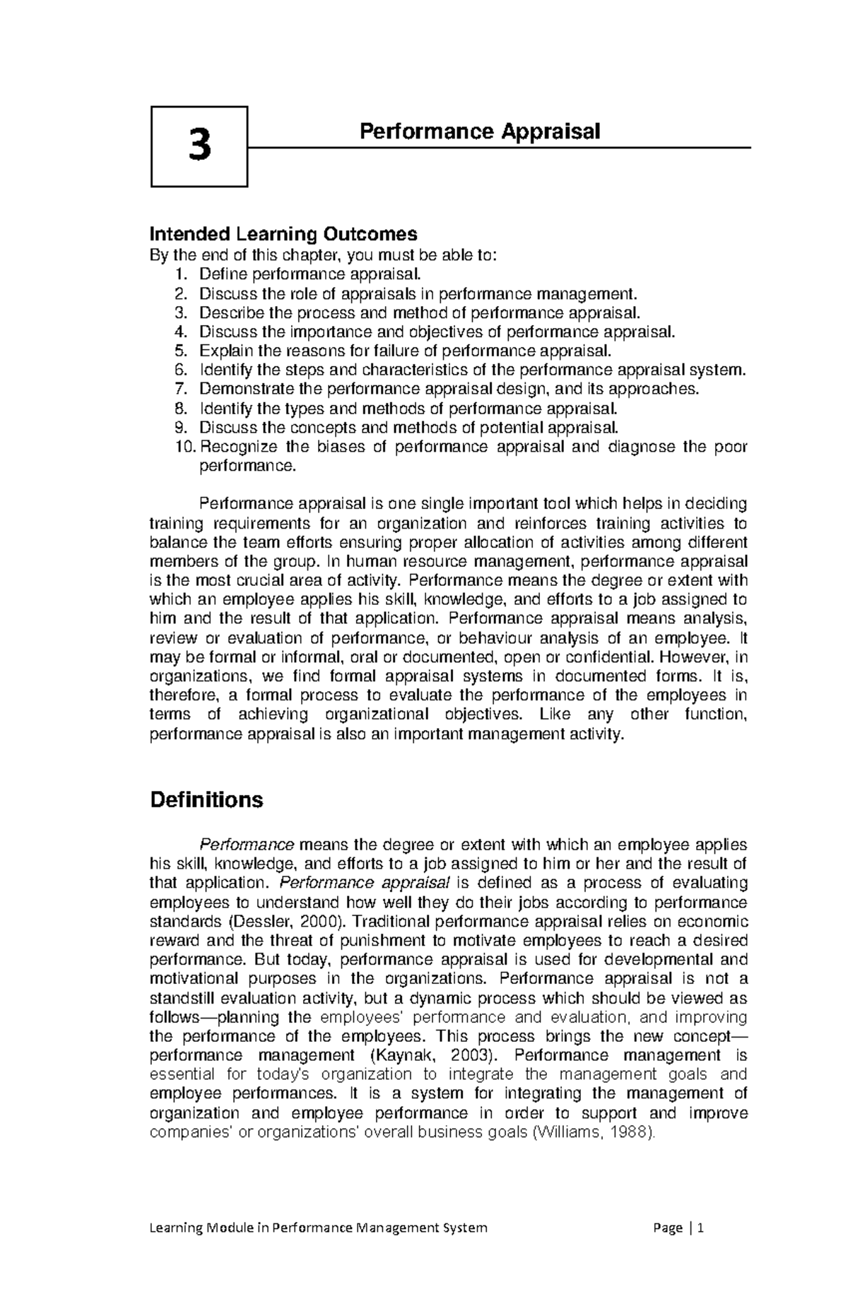 PCMA 421 Chapter 3-Performance Appraisal - Performance Appraisal Intended Learning Outcomes By ...