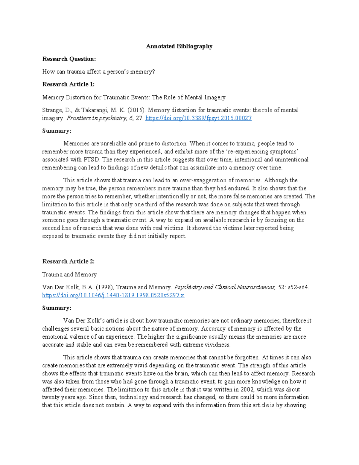 Research Question - assignments/ coursework - Annotated Bibliography ...