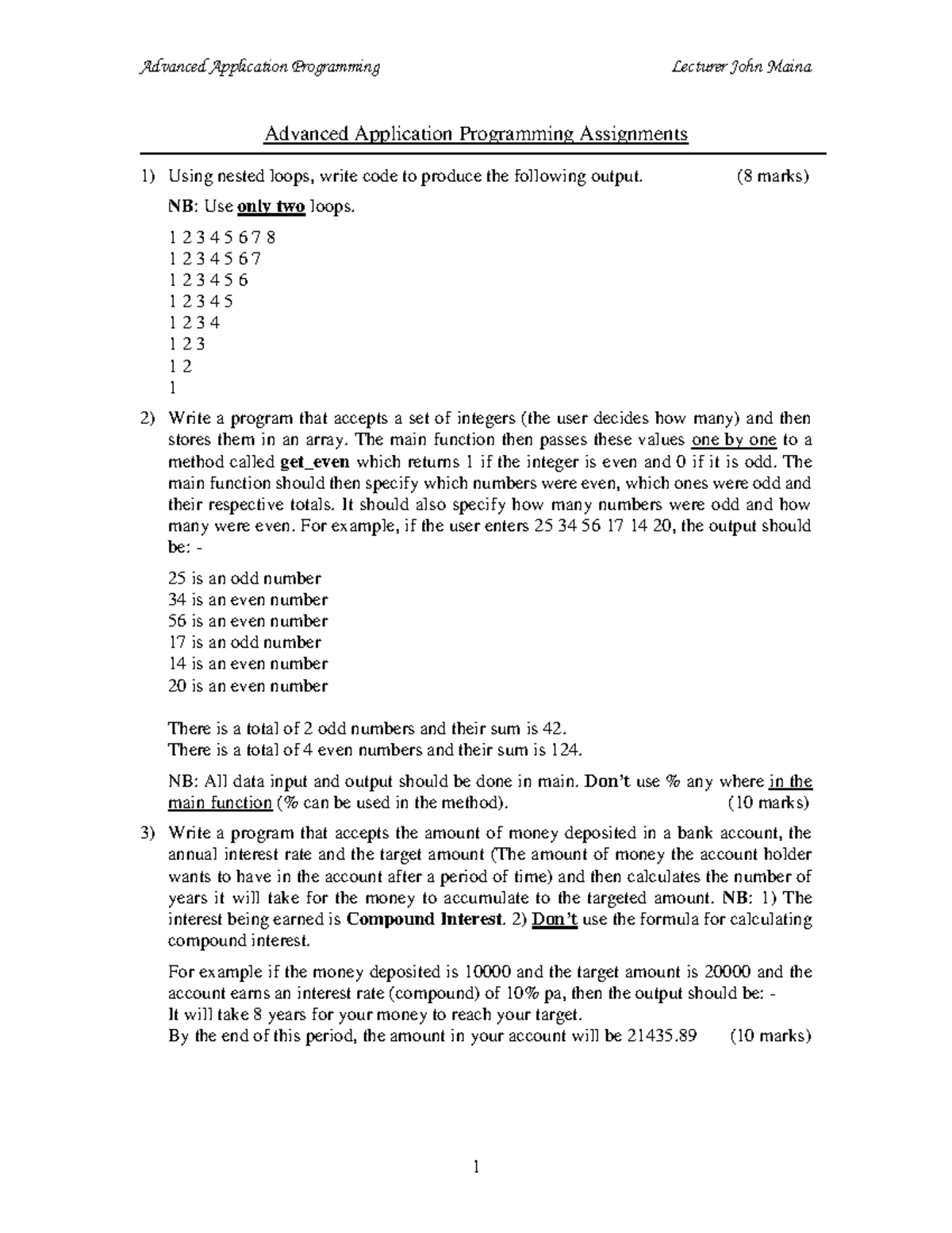 Advanced Application Practical Programming Assignment Advanced Application Programming