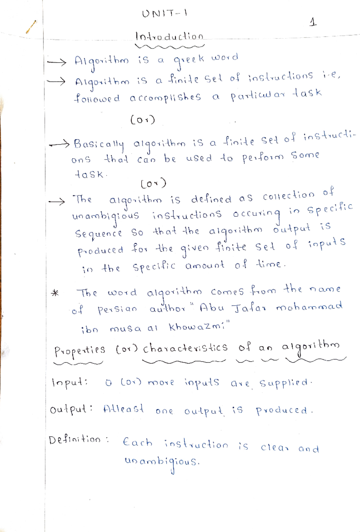 DAA Unit 1 - NOTHING - 1 Introduction Algorithm is a greek word ...