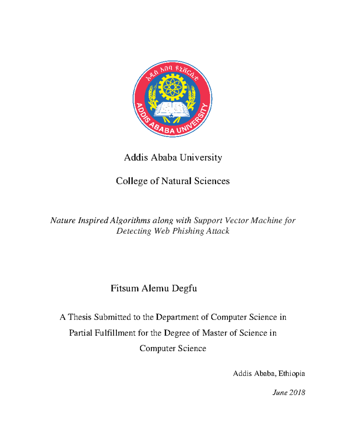 Fitsum Alemu 2018 - Addis Ababa University College of Natural Sciences ...